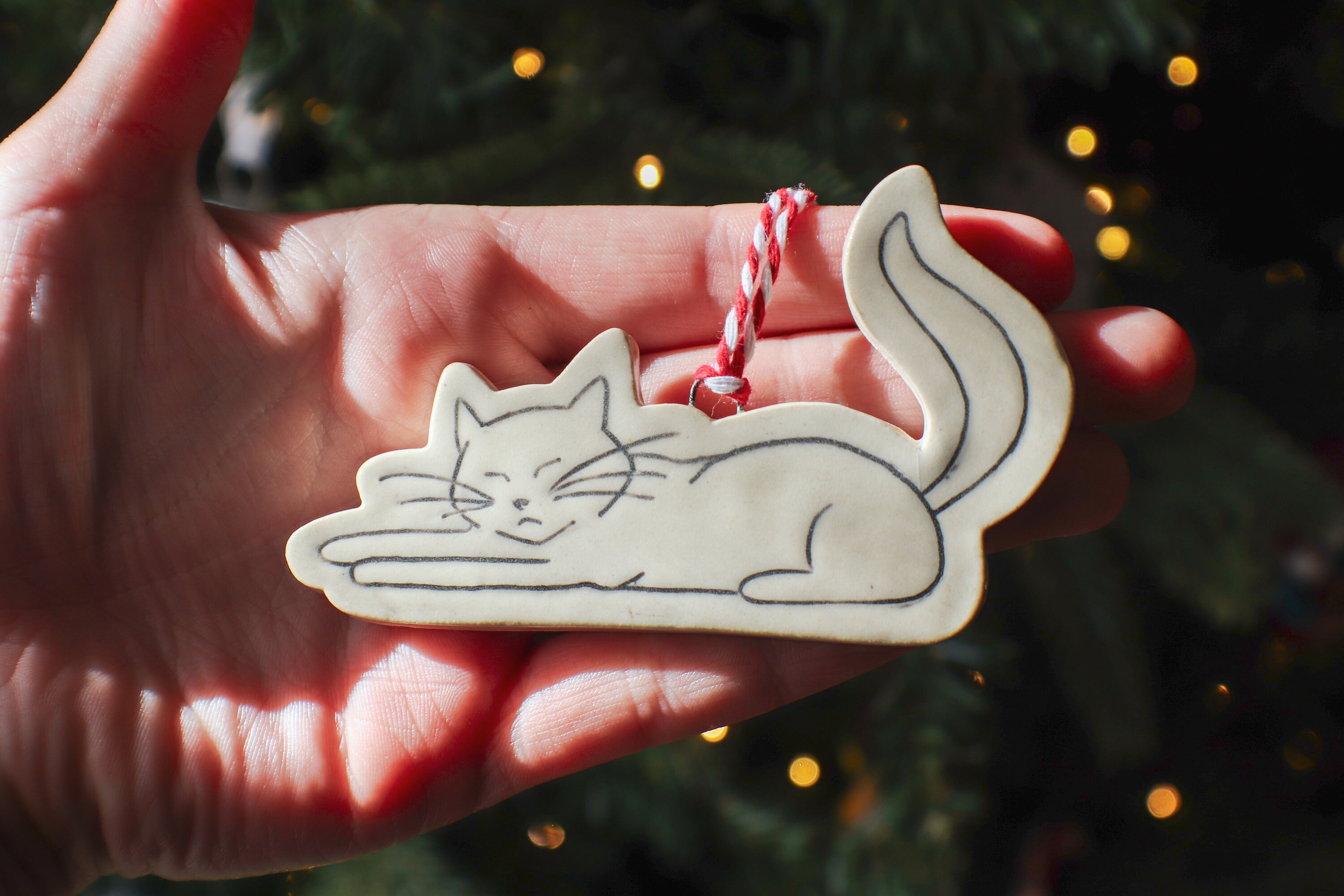 Ceramic Cat Ornament | Handmade Pottery | Christmas Ornament - Etsy