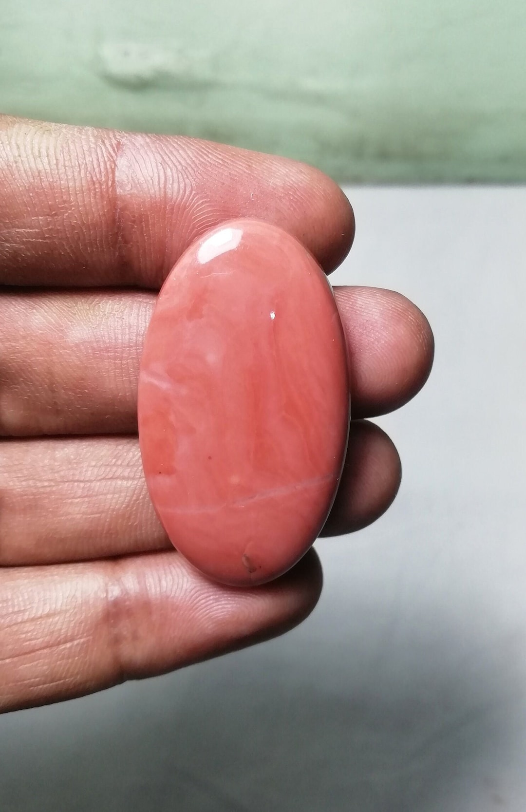 100% Natural Salmon Pink Jasper Loose Gemstone Cabochon for Pendent and ...