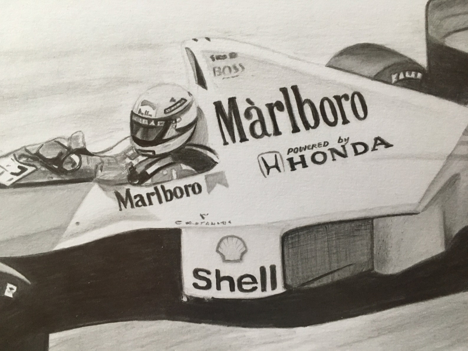 F1 Ayrton Senna Original Pencil Drawing. Mclaren Lotus Grand | Etsy