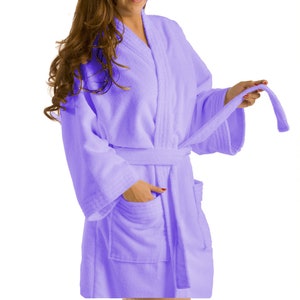 Personalized Women's Spa Thigh Length Robe - Lightweight Microfiber Spa ...
