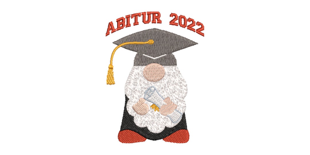 Embroidery File Abitur Gnom 5 Sizes 10x10, 13x18, 16x26, 20x20 and ...