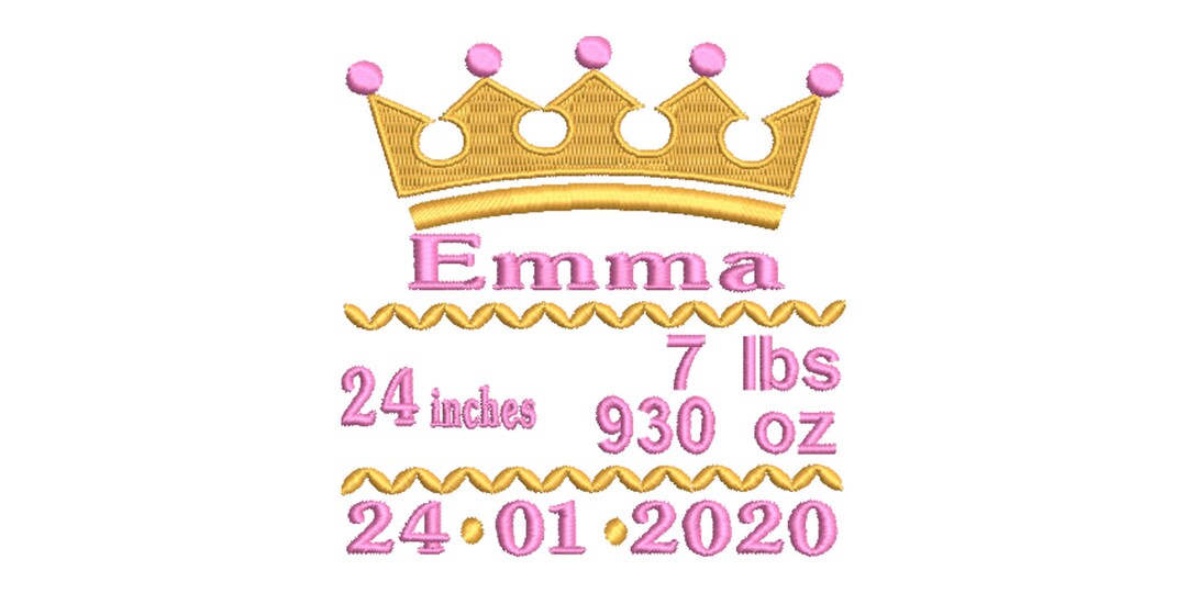 Embroidery File Baby Birth Crown 4x4 5x7 and 6x10 Frame - Etsy