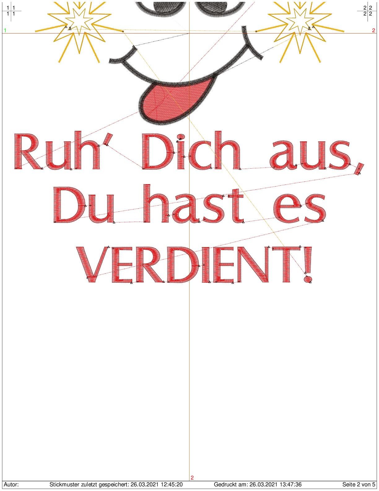 Stickdatei Rente Verdient 1 in 2 Größen 13x18 und 20x30 Rahmen - Etsy.de