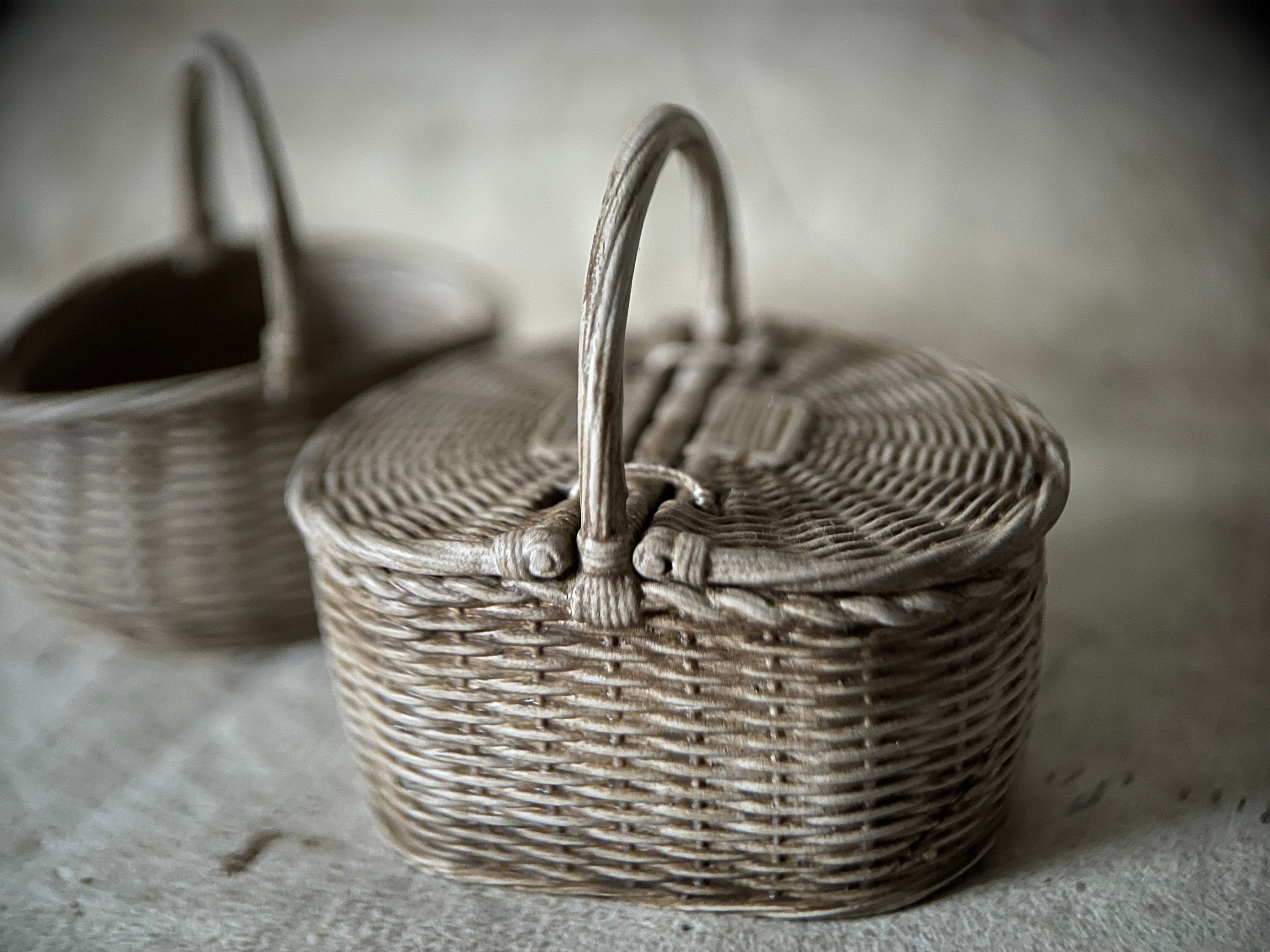 Unpainted KIT 12th Scale 1:12 Picnic Shopping Basket Dollhouse ...