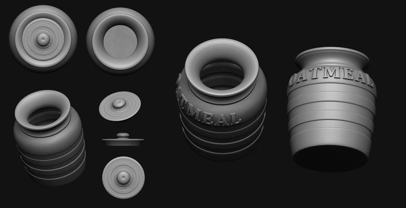 4 Kitchen Jars Canisters STL Easy Print at Home 3D Files 12th Scale but ...