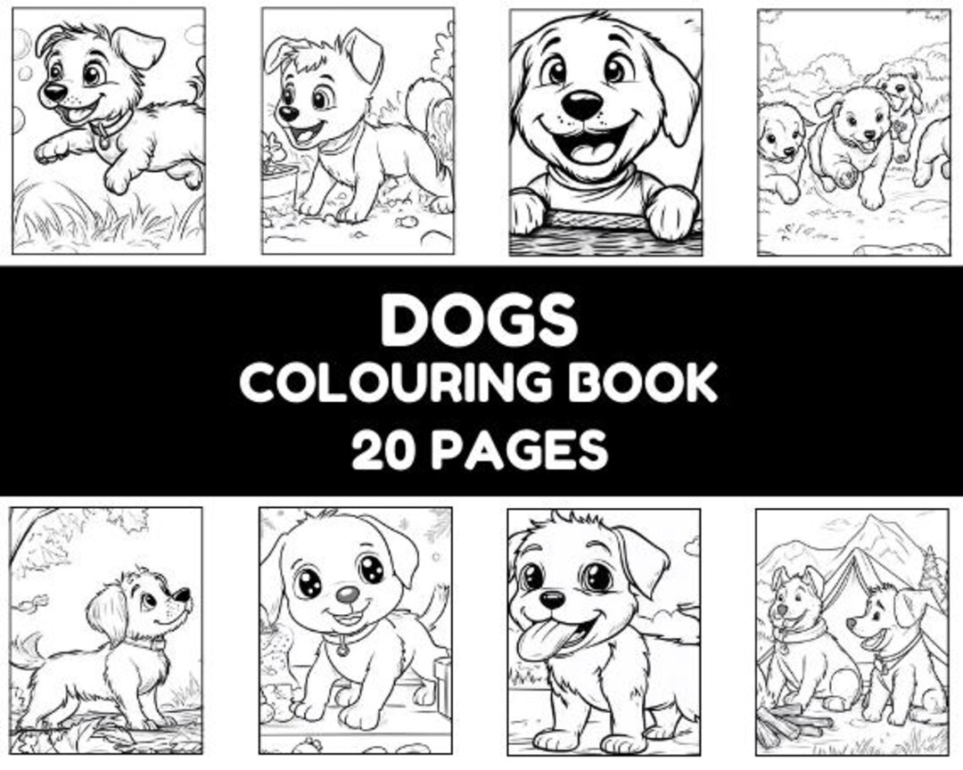 Playful Puppies: Fun Dog Coloring Pages for Kids - Etsy