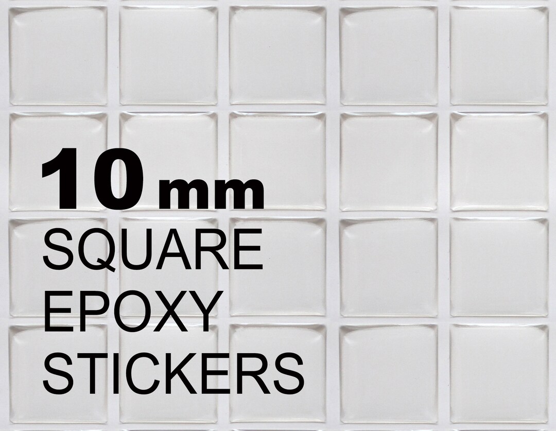 10mm Square Epoxy Stickers, Transparent Square Self Adhesive Resin ...