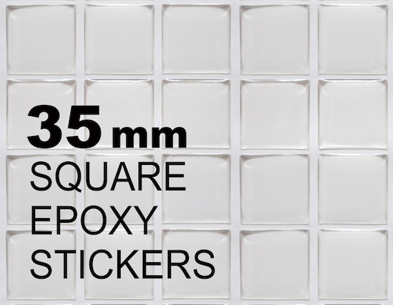 35mm Square Epoxy Stickers Transparent Square Self Adhesive | Etsy