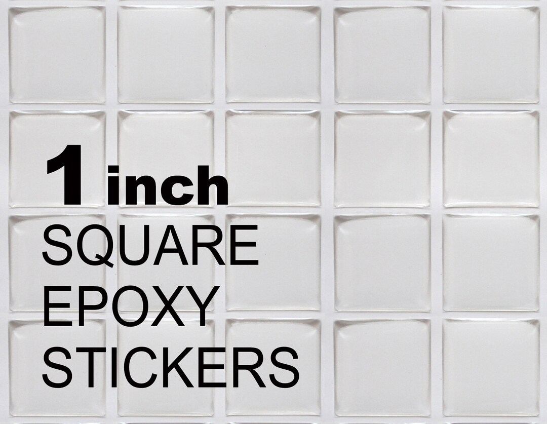 1 Inch - (25.4mm) Square Epoxy Stickers, 1" Transparent Square Self ...