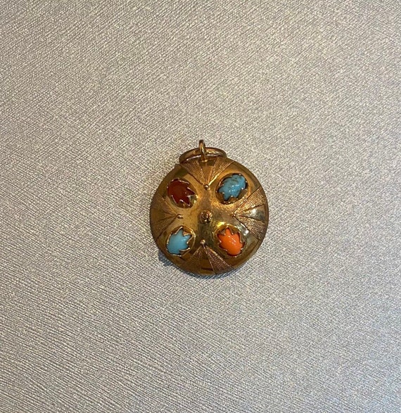 Antique roulette Pandant with natural stones - Gem