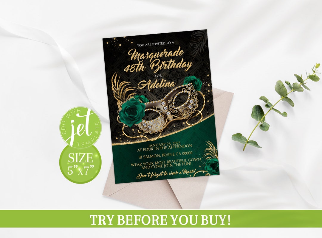 Masquerade Ball Invitation With Masquerade Mask for Birthday ...