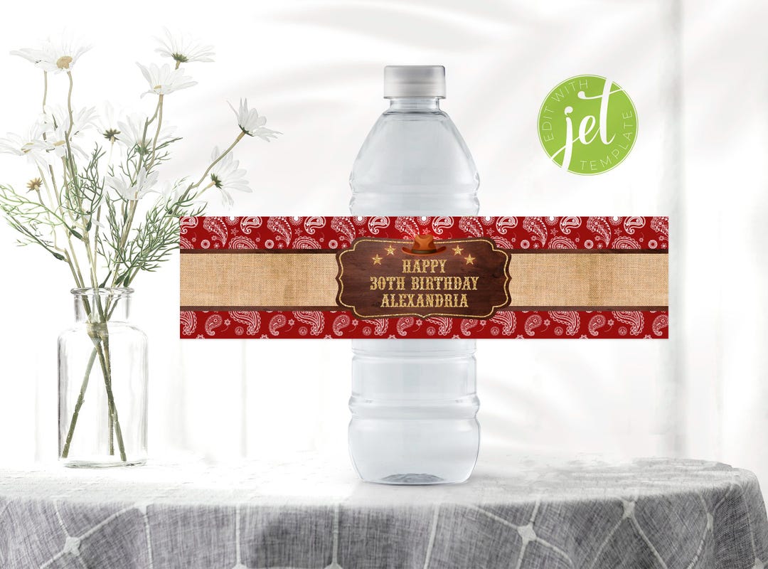 Cowboy Water Bottle Labels, Wild West Rodeo Water Bottle Labels for ...