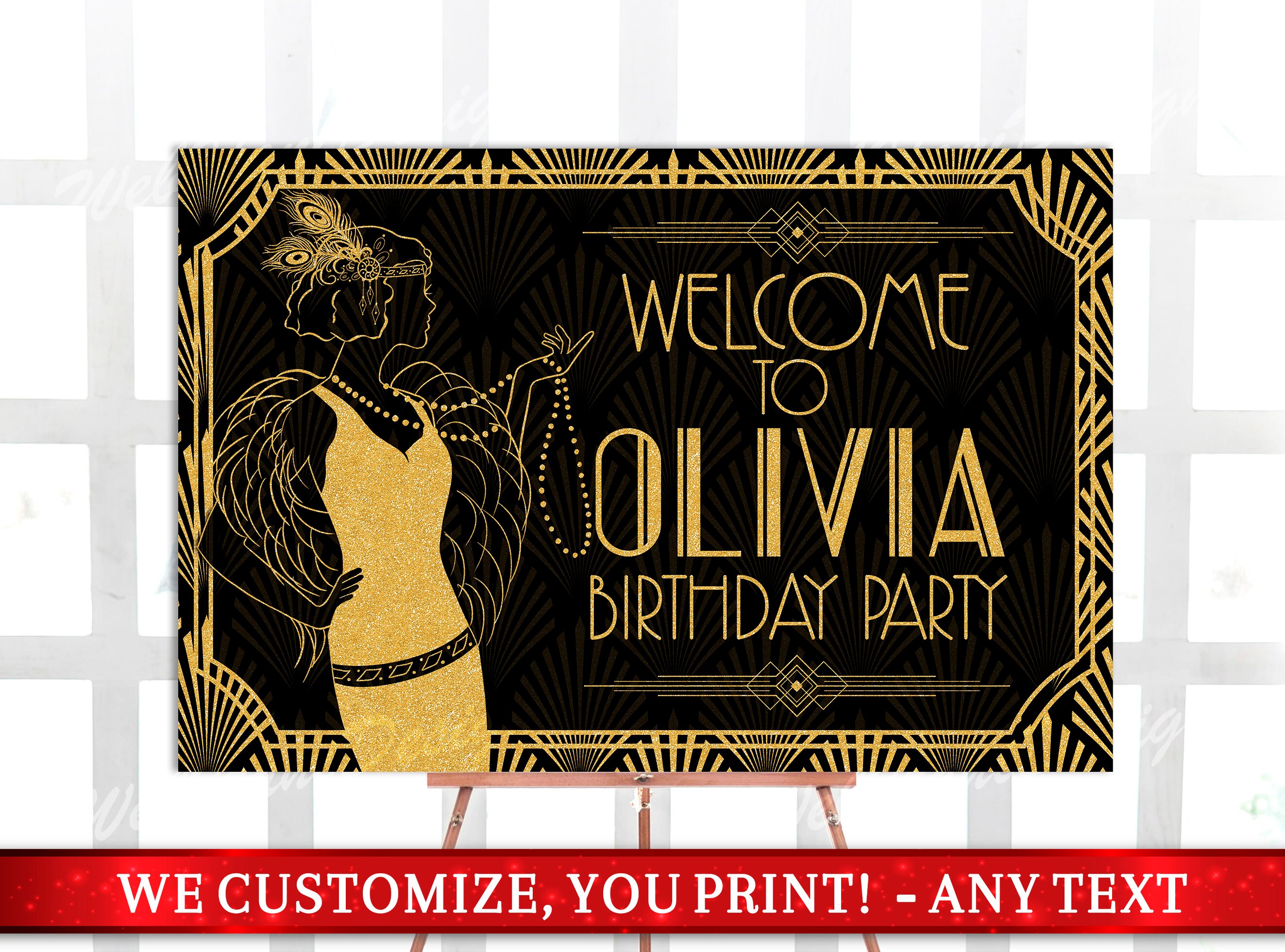 Roaring 20's Party Welcome Sign with flapper girls | Etsy