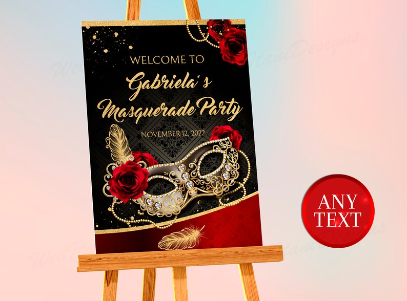 Masquerade Ball Party Welcome Sign With Masquerade Mask - Etsy