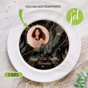 Personalized Black Gold Charger Plate Inserts, Birthday Party Decor ...