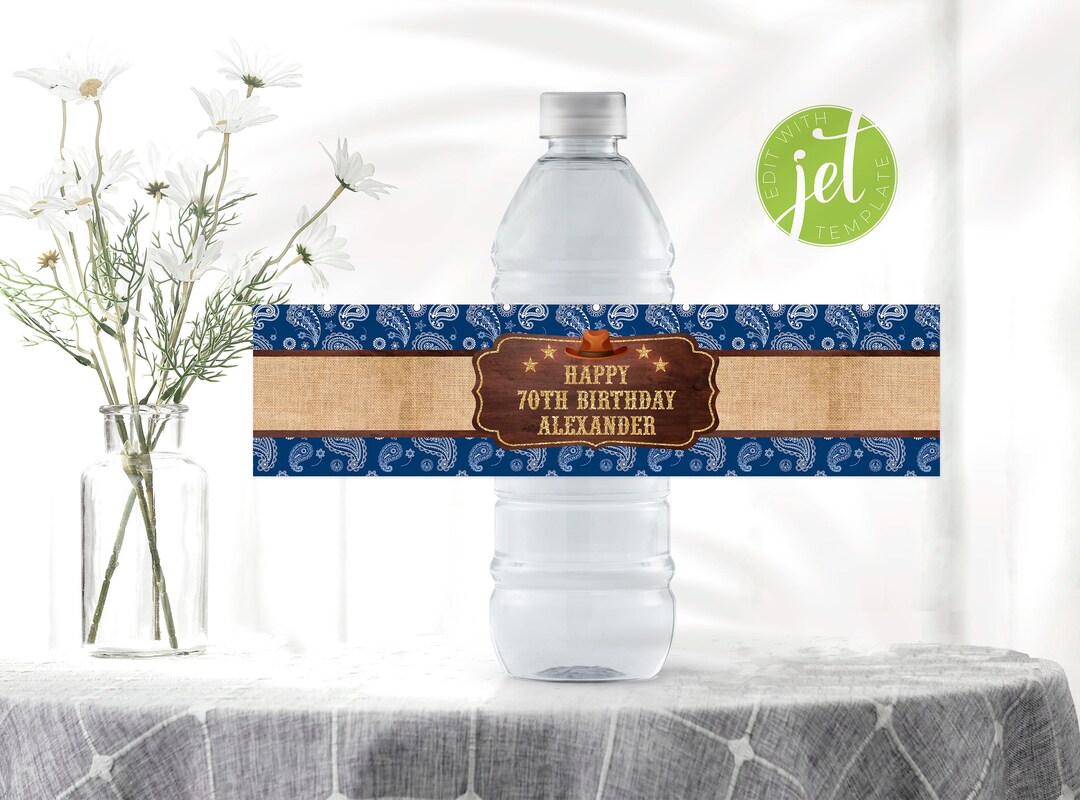 Cowboy Water Bottle Labels, Wild West Rodeo Water Bottle Labels for ...