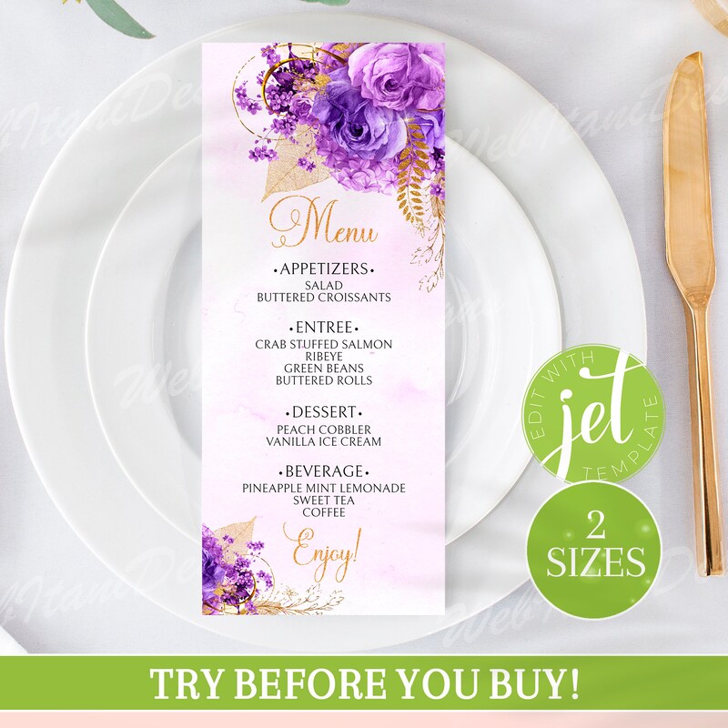 Floral Menu - Etsy
