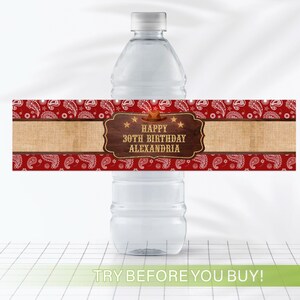 Cowboy Water Bottle Labels, Wild West Rodeo Water Bottle Labels for ...