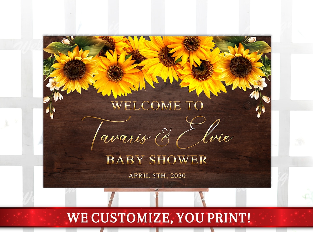Sunflower Welcome Sign Gold Rustic Welcome to Wedding or Baby - Etsy