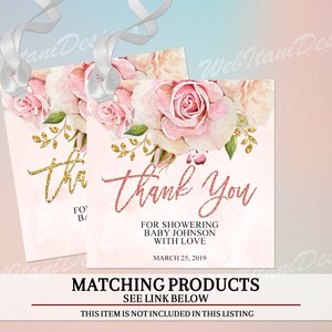 Water Bottle Labels for Girl Baby Shower With Rose Floral, Instant ...