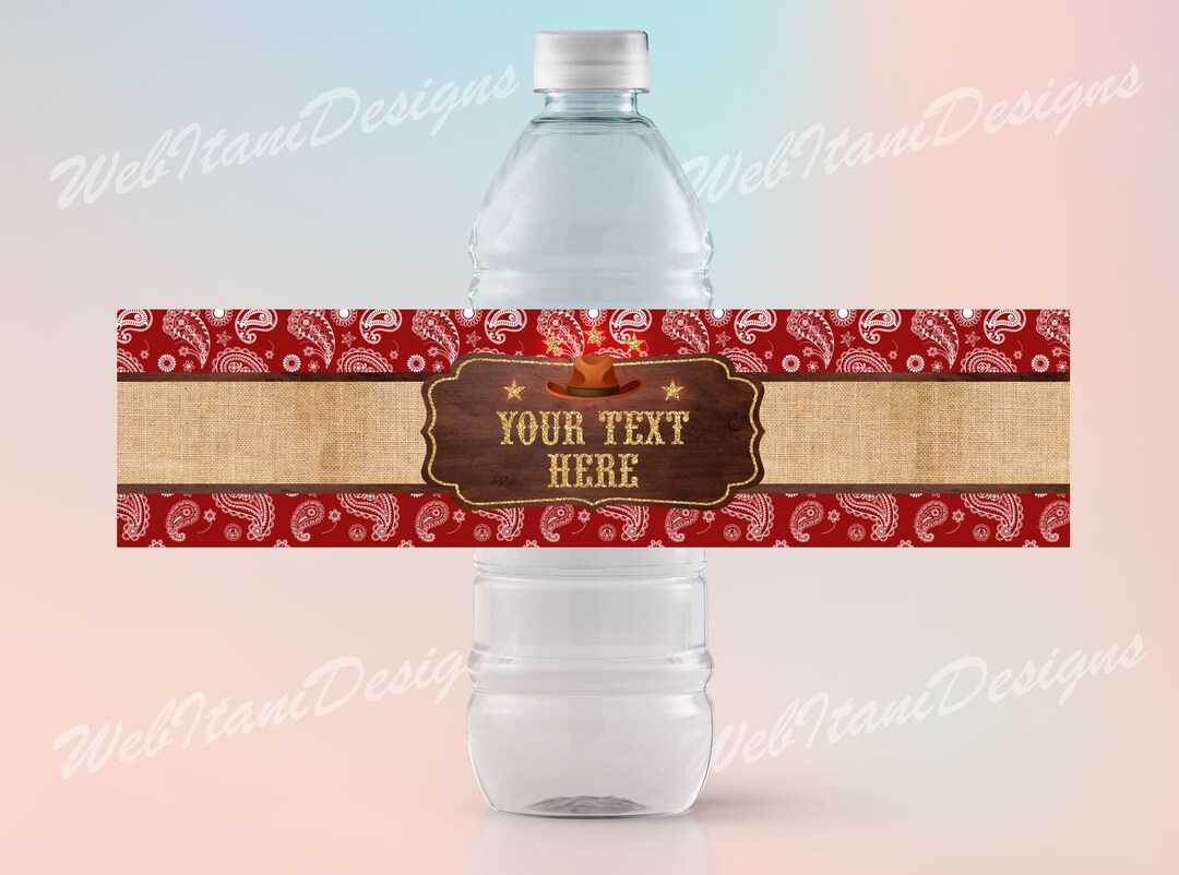 Cowboy Water Bottle Labels, Wild West Rodeo Water Bottle Labels for ...