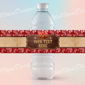 Cowboy Water Bottle Labels, Wild West Rodeo Water Bottle Labels for ...