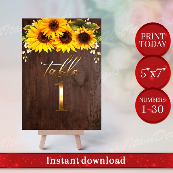 Sunflower Table Numbers - Etsy