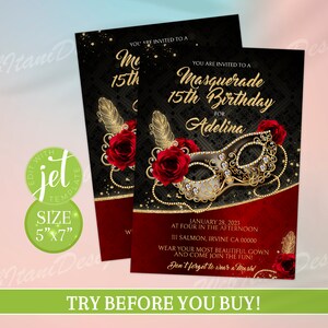 Masquerade Ball Invitation With Masquerade Mask for Birthday ...