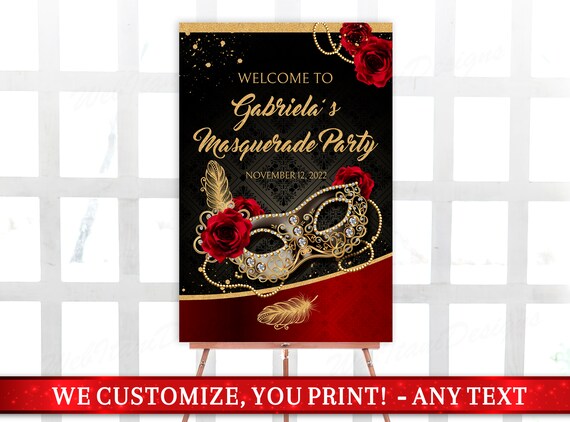 Masquerade Ball Party Welcome Sign With Masquerade Mask - Etsy