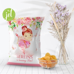 Ballerina Chip Bag for Girl Ballet Birthday, Little Ballerina Bday ...