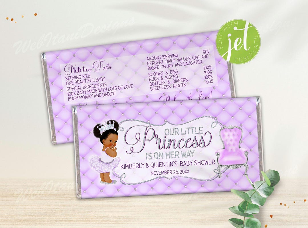 Purple Silver Little Princess Candy Bar Wrapper for Baby Shower ...