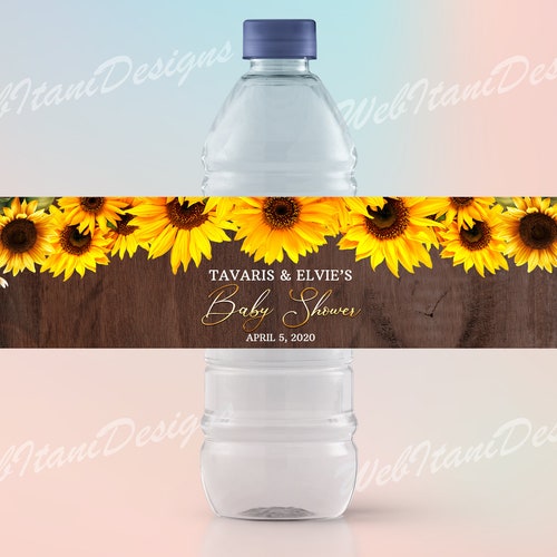 Sunflower Water Bottle Labels Sunflower Baby Shower Editable - Etsy