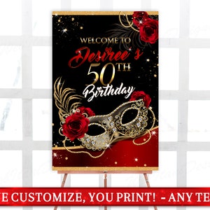 Masquerade Ball Party Welcome Sign With Masquerade Mask for Birthday ...