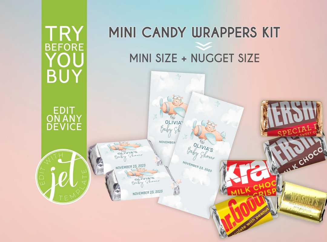 We Can Bearly Wait Candy Bar Wrapper With Plane Teddy Bear, Mini Candy ...
