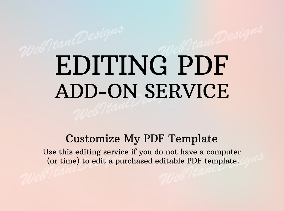 Editing PDF Add On Custom Edit Service for Editable PDF - Etsy