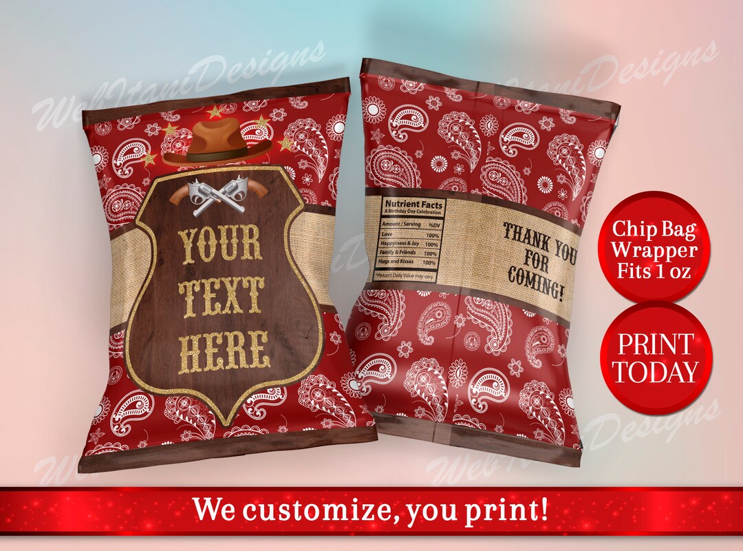 Western Goodie Bags, Cowboy Party Favors Snack Bags, Personalized Wild ...