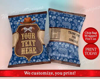 Cowboy Western Chip Bags - Etsy