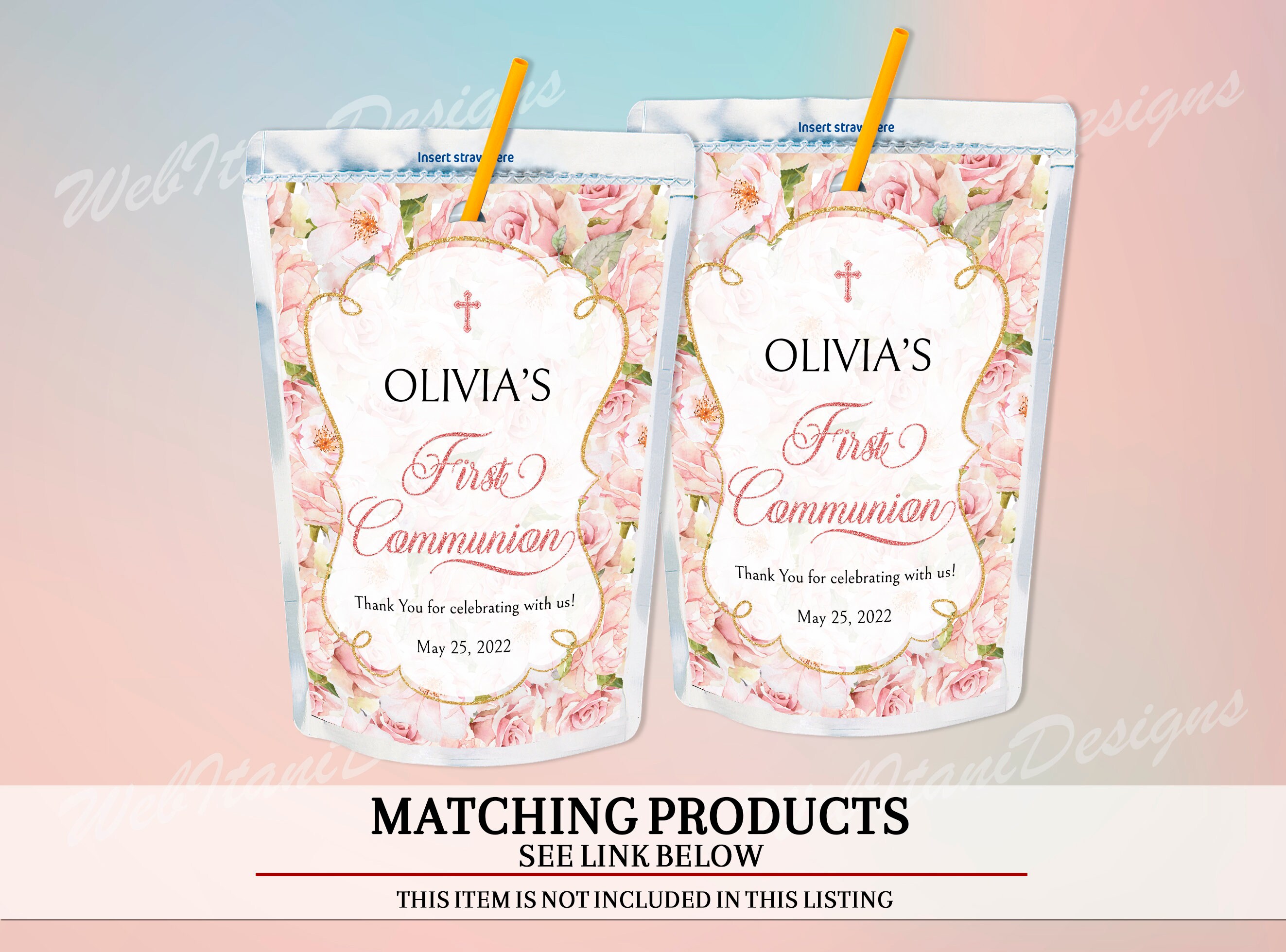 Editable First Communion Chip Bags Girl Communion Treats - Etsy