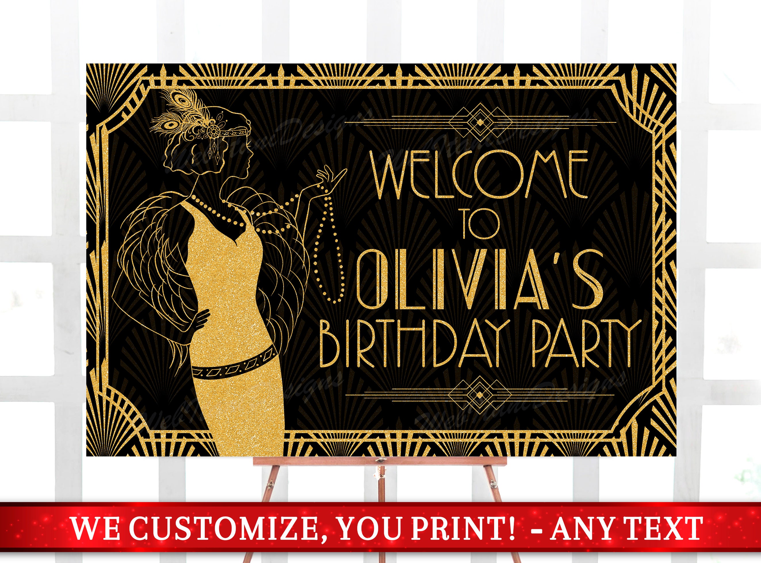 Roaring 20's Party Welcome Sign With Flapper Girls - Etsy