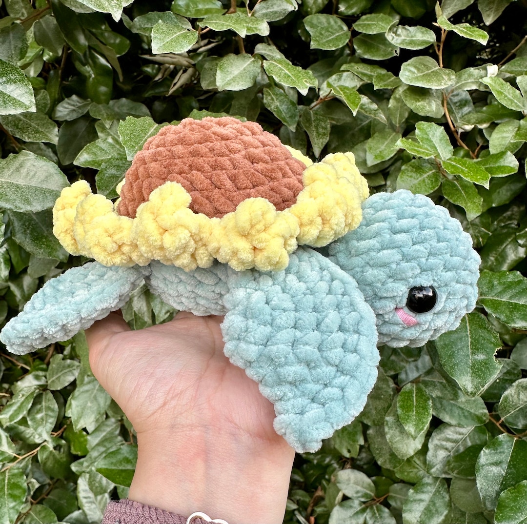 Mini Sunflower Turtle Plush Crochet Toy Stuffed Animal - Etsy