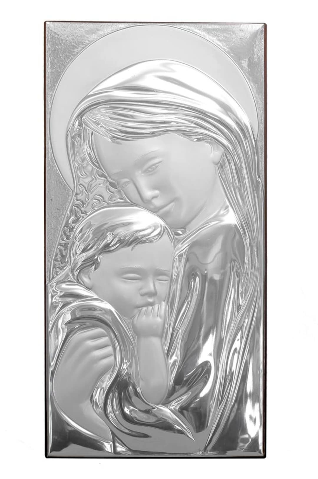 Religious Silver Rectangle Icon Madonna & Child / Silver Catholic Icon ...
