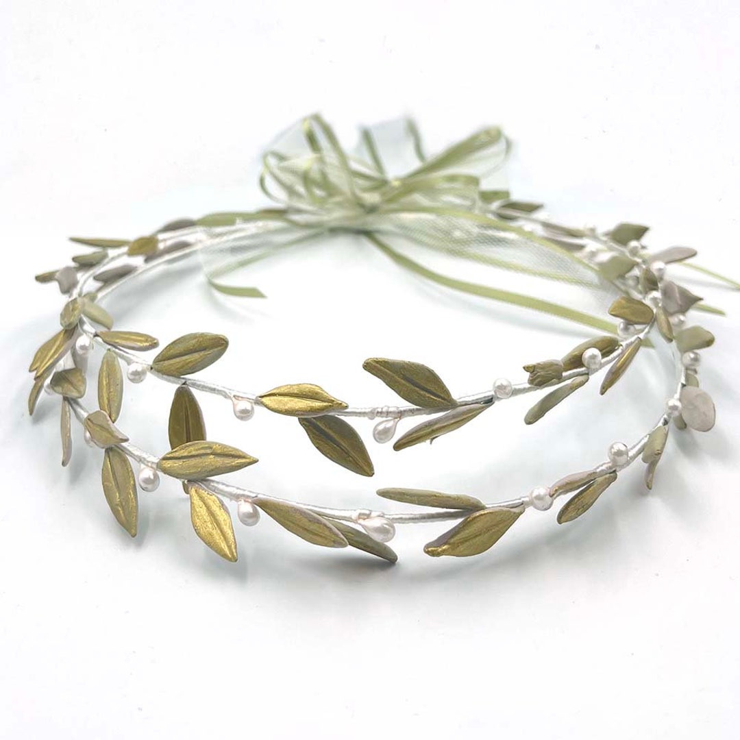Handmade Porcelain Olive Leaves STEFANA With Vintage Gold Coloring ...