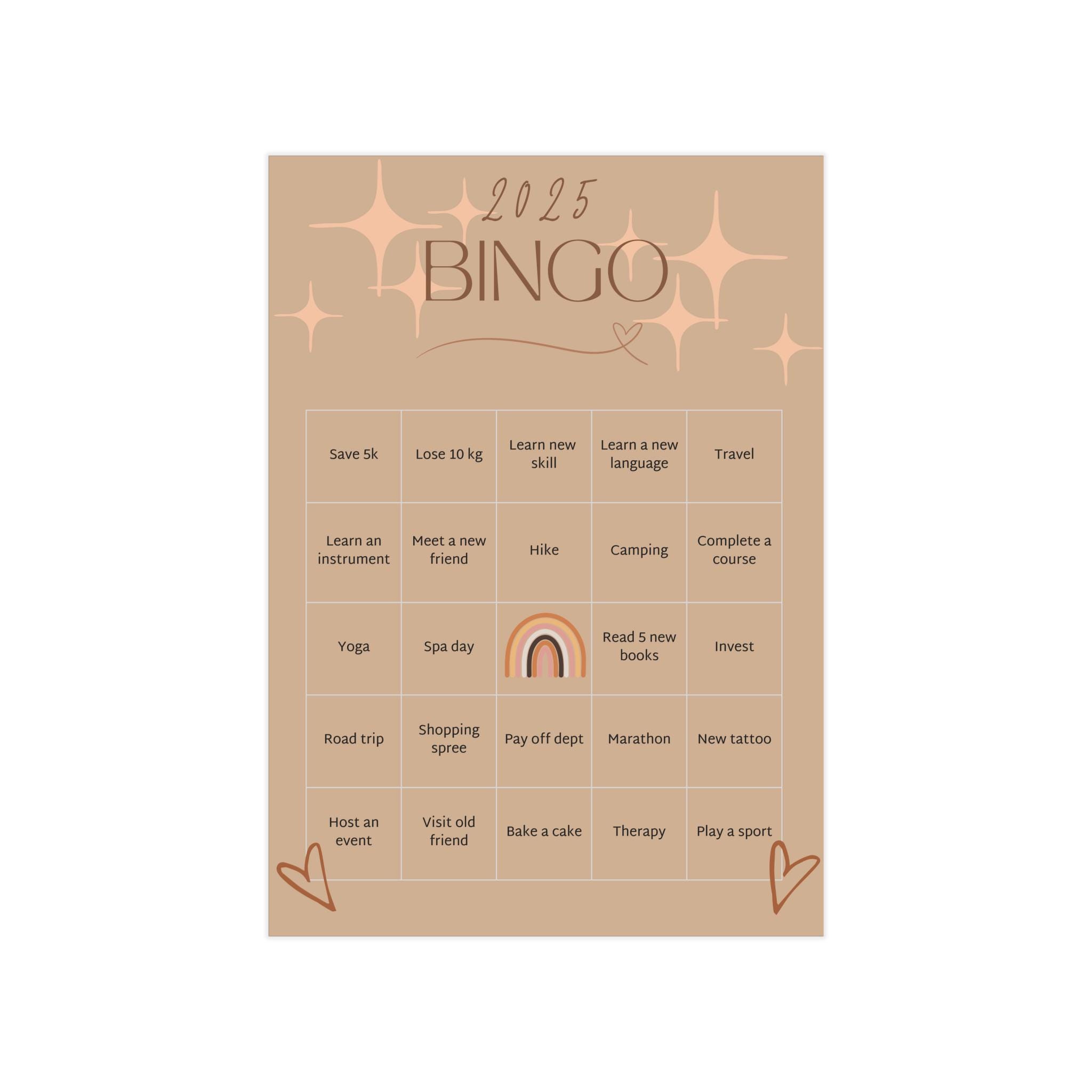 Bohemian 2025 Goal-setting Bingo Card Print - Etsy