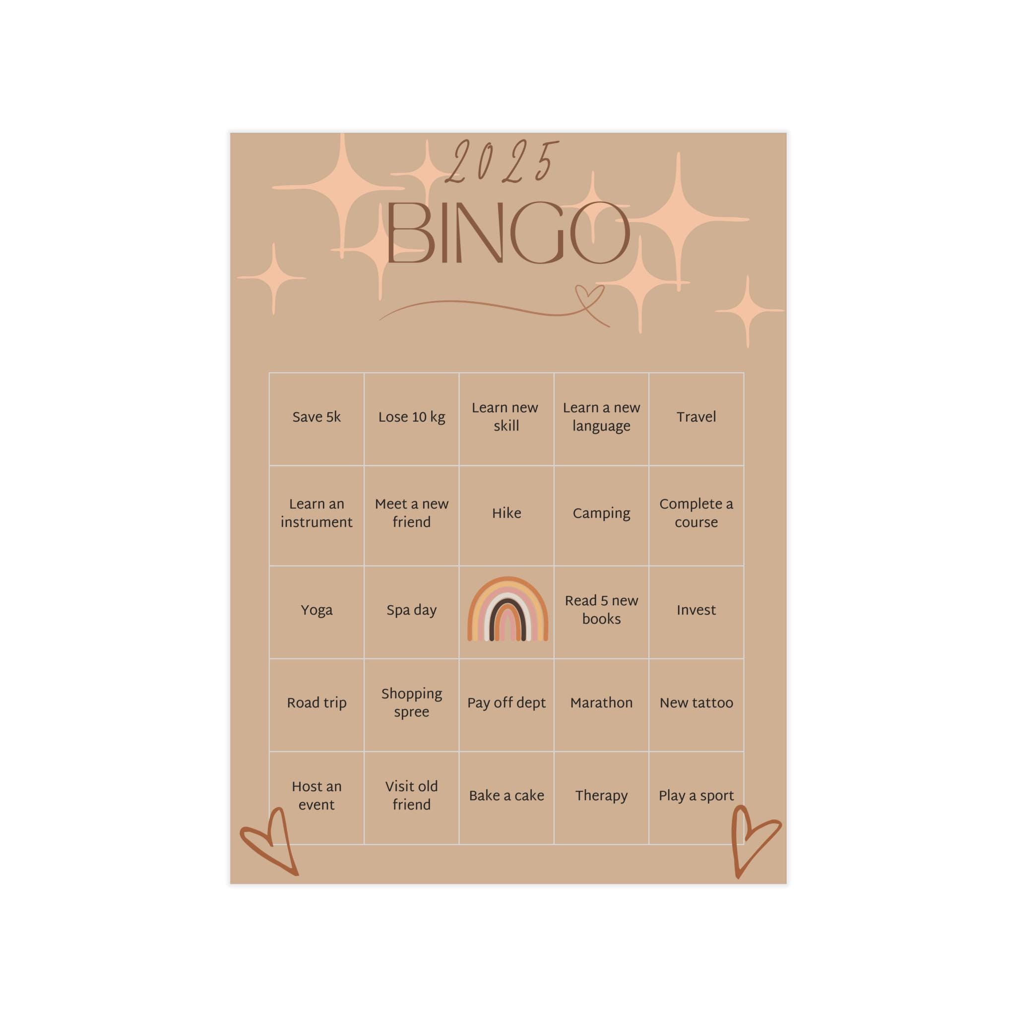 Bohemian 2025 Goal-setting Bingo Card Print - Etsy