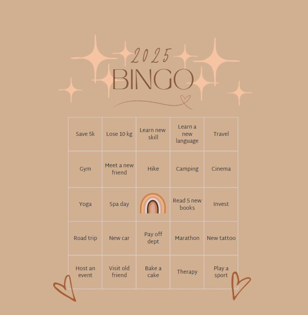 2025 Digital Bingo Card (editable Template) Bohemian-style - Etsy