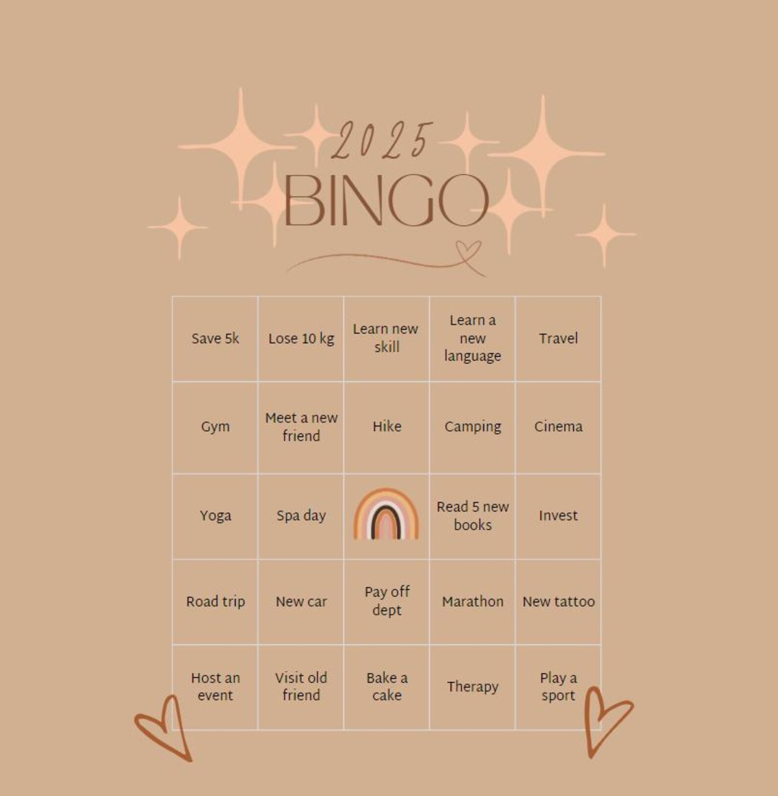 2025 Digital Bingo Card (editable Template) Bohemian-style - Etsy Canada