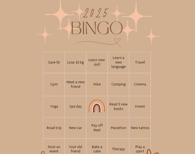 2025 Bingo Card - Etsy Canada