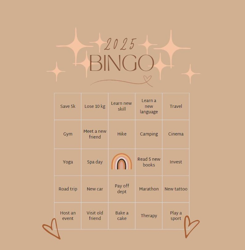 2025 Digital Bingo Card (editable Template) Bohemian-style - Etsy Canada