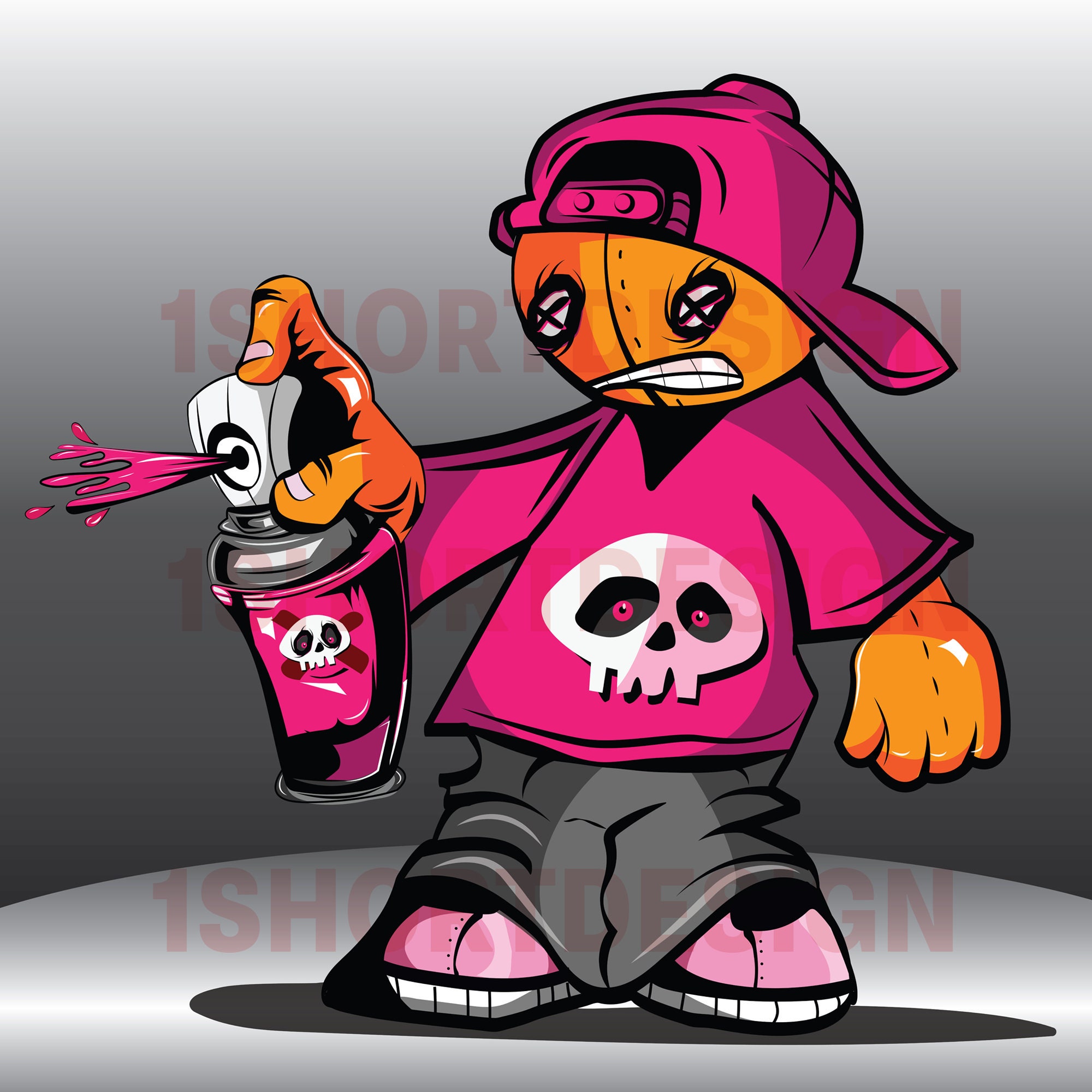 Spray Painter Character, Tagger 3000x3000 300dpi, Vector Comes With 4 ...
