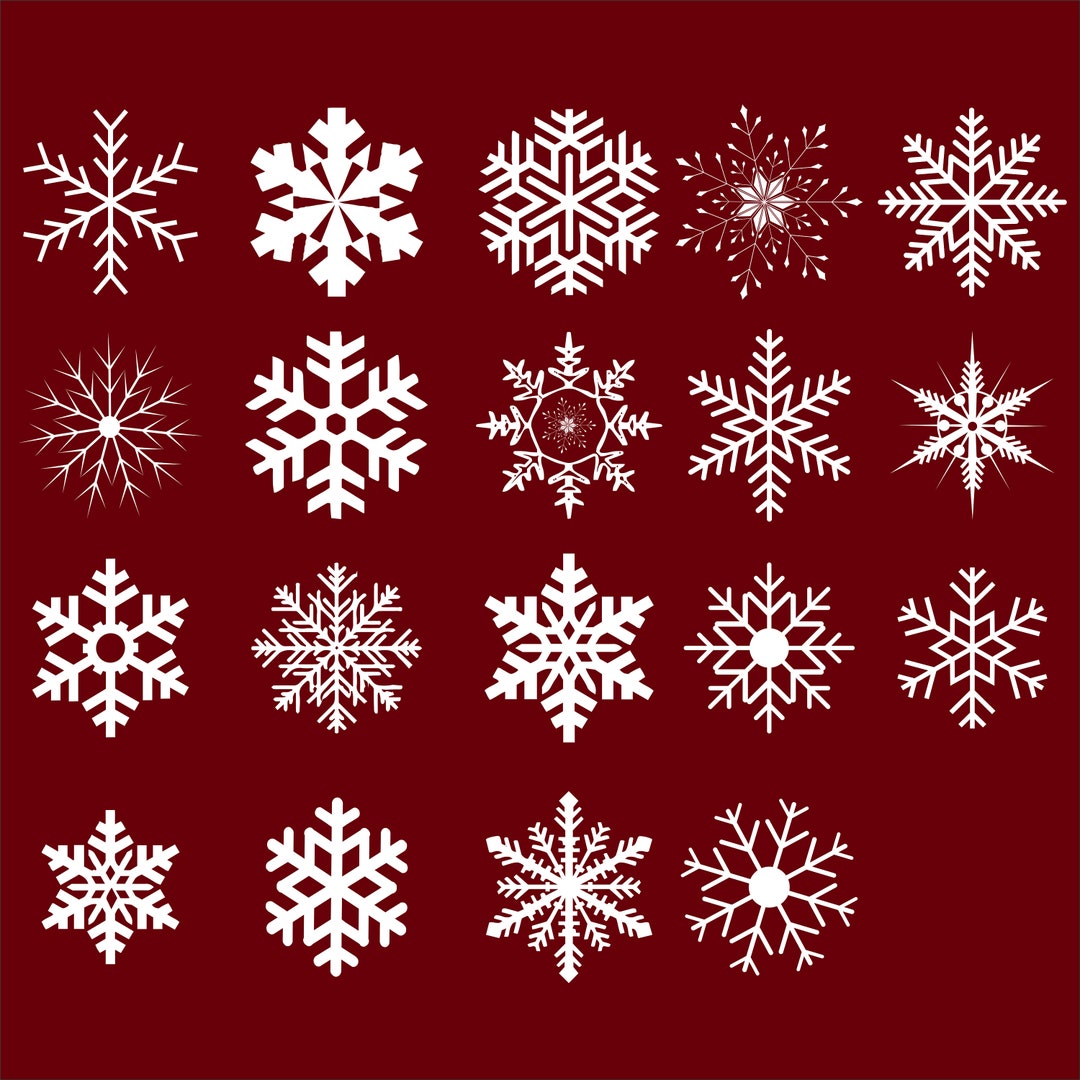 14 Vector Snowflake Set, Vector Snow, Christmas, Holiday Graphics ...